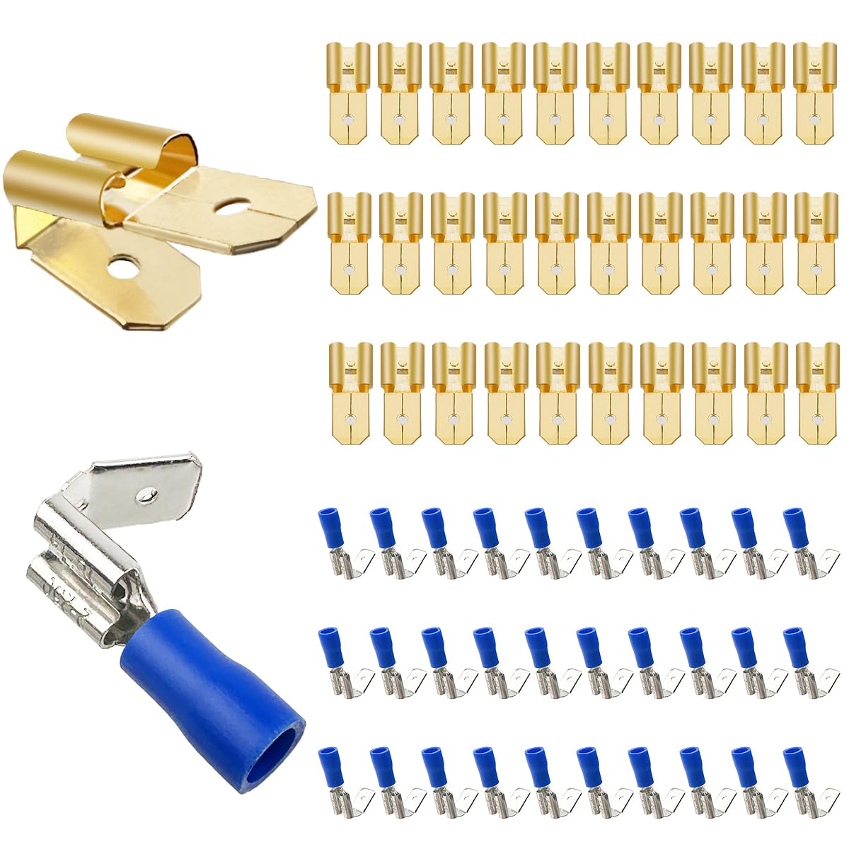 30 PSC Piggy Back Spade Terminal Connectors,Double Male to Single ...