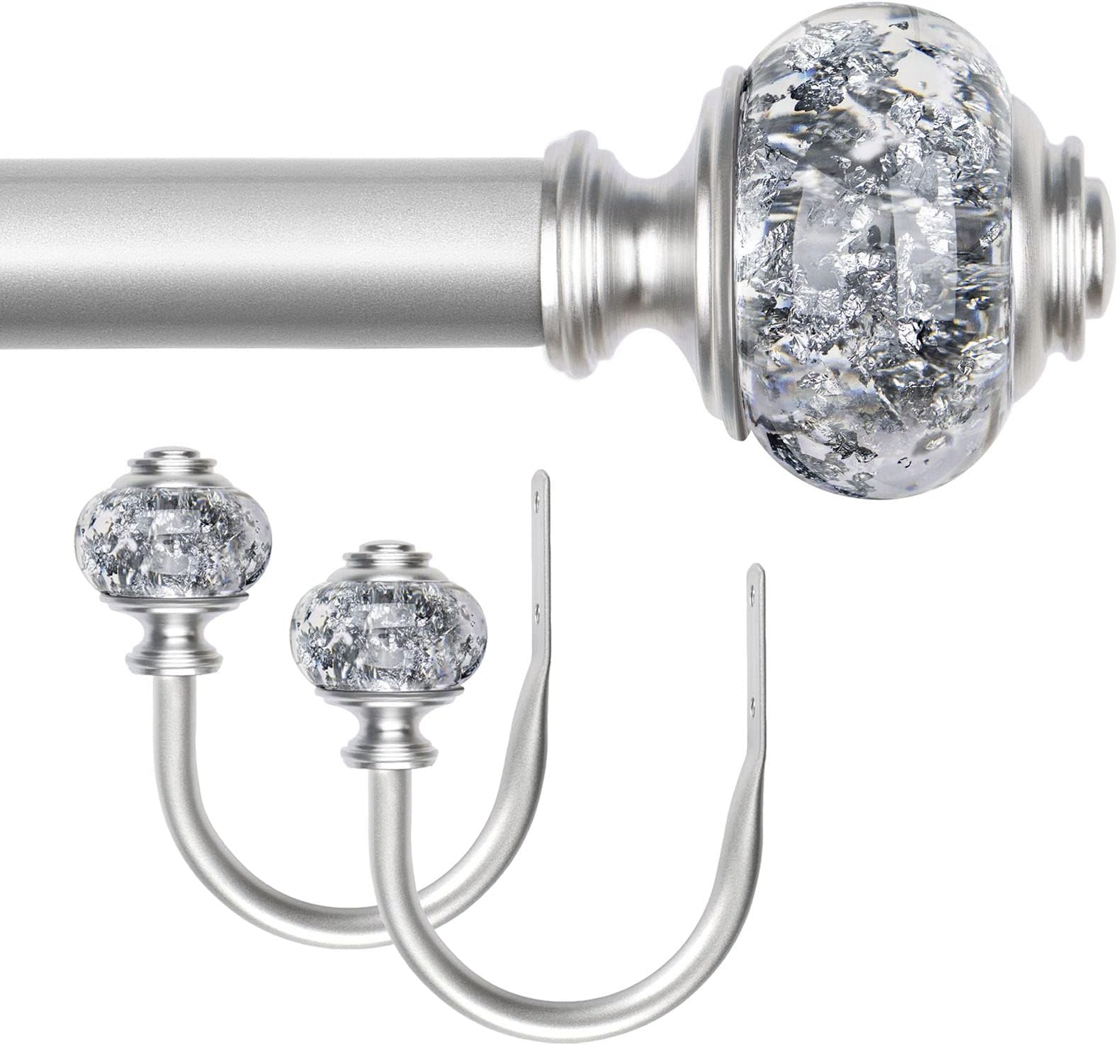 Amazon.com: USFOOK 1 Inch Silver Curtain Rods for Windows 72 to 144 ...