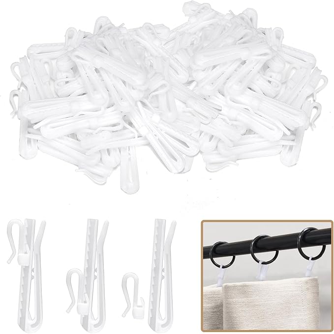 Amazon.com: 40pcs Plastic Curtain Hooks Ratchet System Pinch Pleat ...