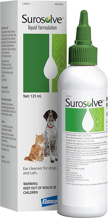 Surosolve Ear Cleaner for Dogs & Cats, 125 mL : Amazon.ca: Pet Supplies