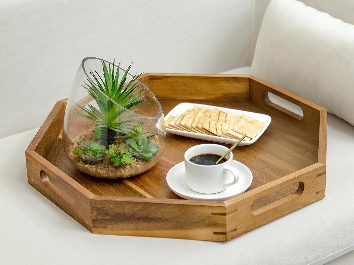 Amazon.com: Octagon Wood Serving Tray | 20INCH | Heavy Duty Acacia Wood ...