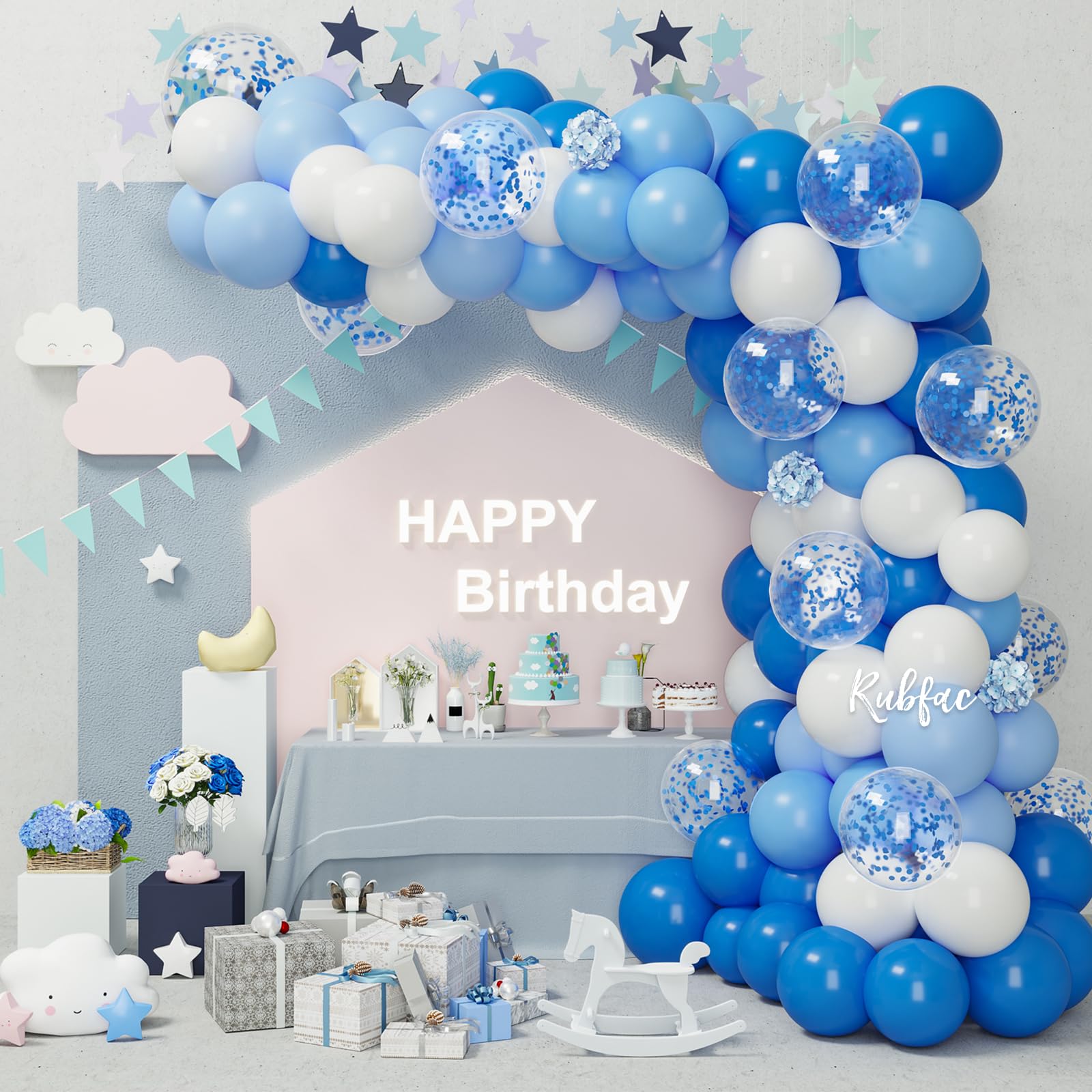 Snapklik.com : RUBFAC 100 PCS 12 Inches Blue Confetti Balloons Kit ...