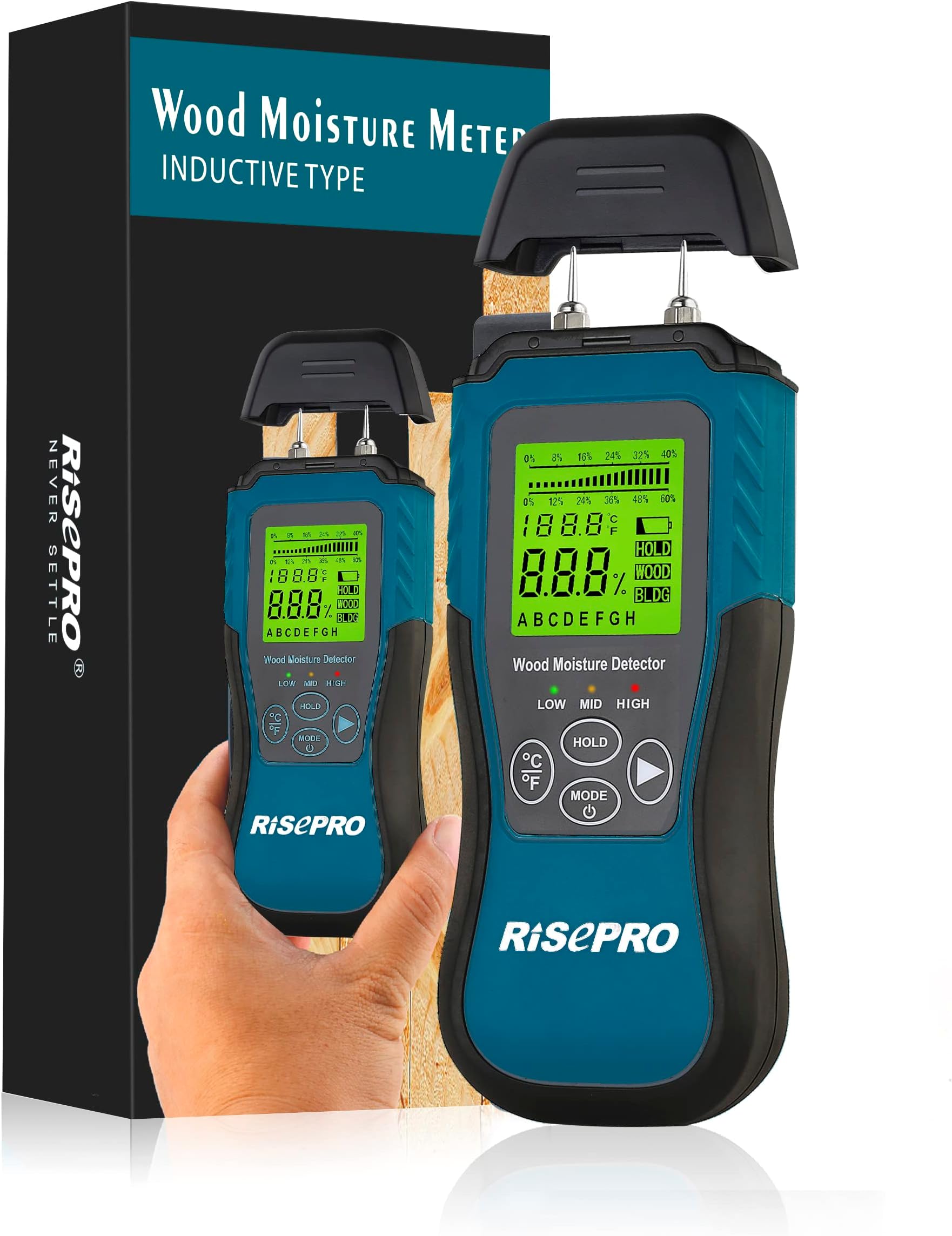 RISEPRO Wood Moisture Meter Two Pins Digital Humidity Tester, Moisture ...