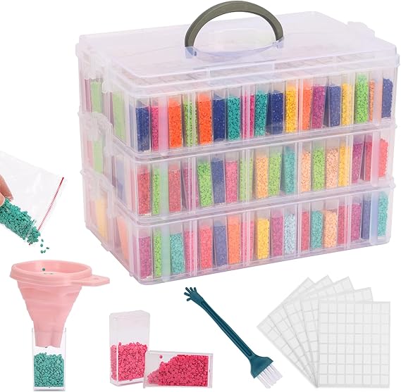 Amazon.com: QUEFE 264 Slots 3-Tier Diamond Painting Accessories Storage ...