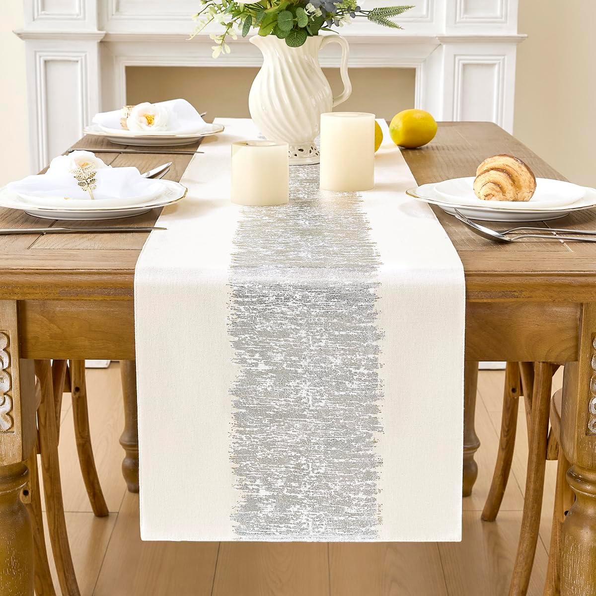 Amazon.com: Aiimart Metallic Style Table Runner, Cotton and Linen ...