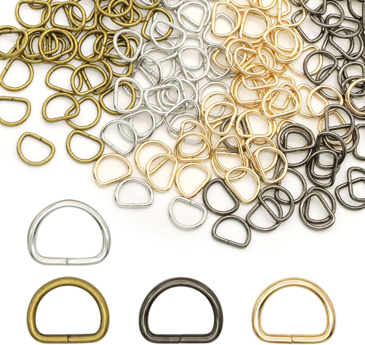 Amazon.com: Asamuyu 200 Pieces Metal D Ring Buckles D-Ring Loop Clasp ...