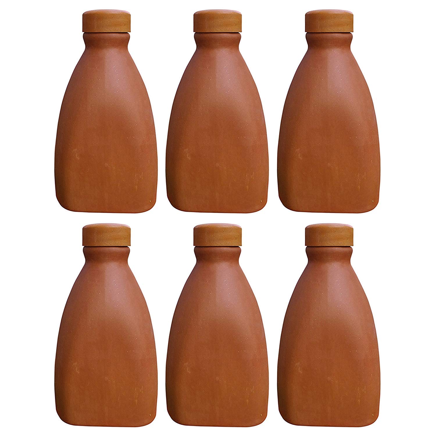 HIMALAYA HANDICRAFTS Handcrafted Clay Earthen Water Bottle (Set of 6 ...