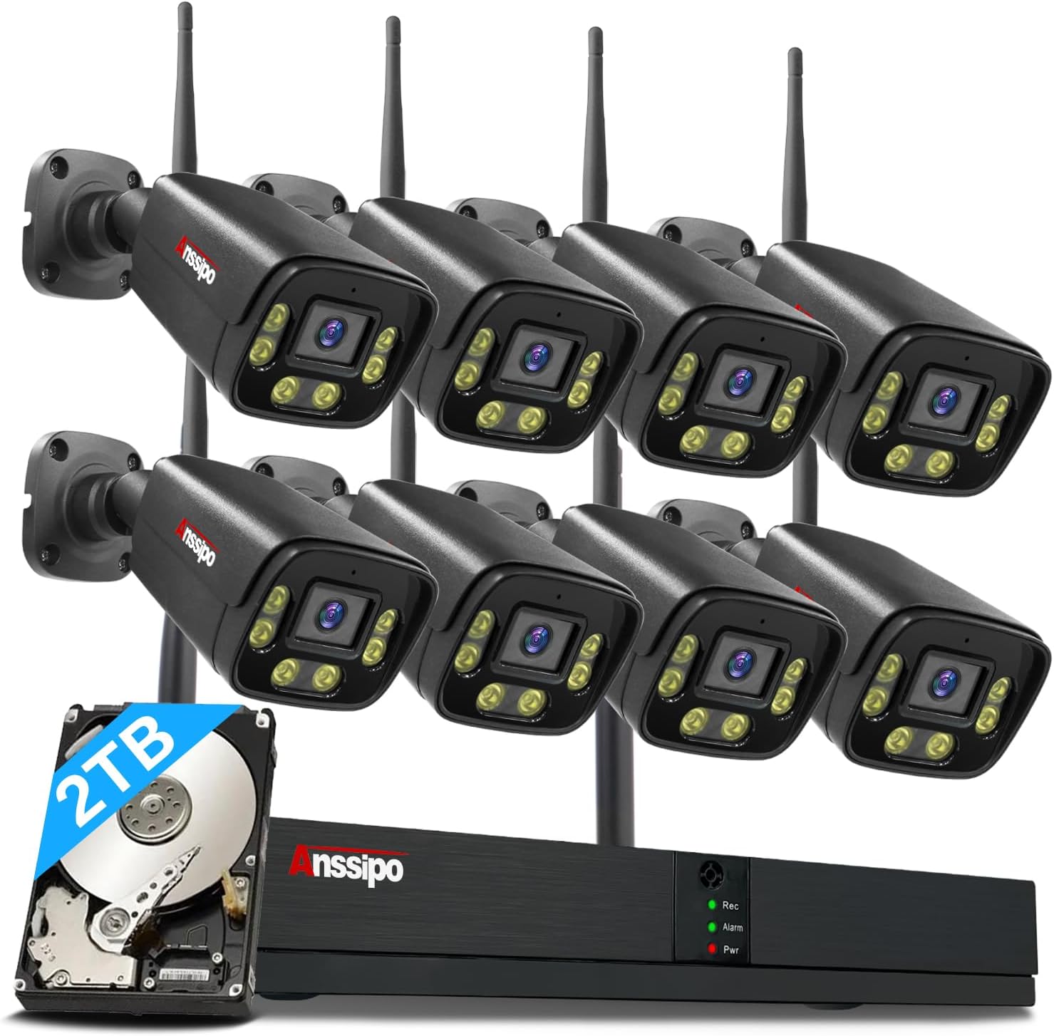 Amazon.com : [2TB Hard Drive, Dual Warning] 4K Security Camera System ...