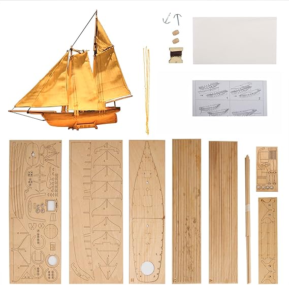 Amazon.com: GAWEGM Wooden Ship Model Kits - Scale 1/120 America 1851 ...