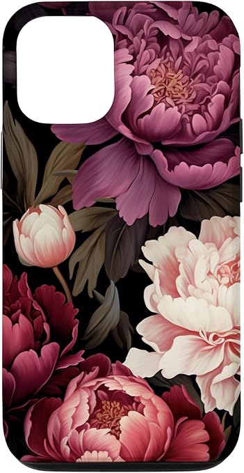 Amazon.com: iPhone 15 Pro Magenta and Blush Pink Peony Flower Pattern ...
