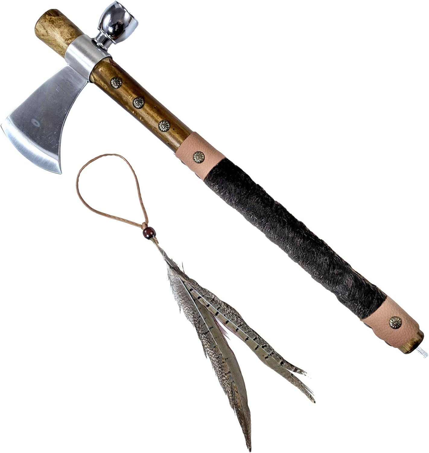 Amazon.com : WJ 19 Inch Tomahawk with Leather Wrapped Handle - Brown ...