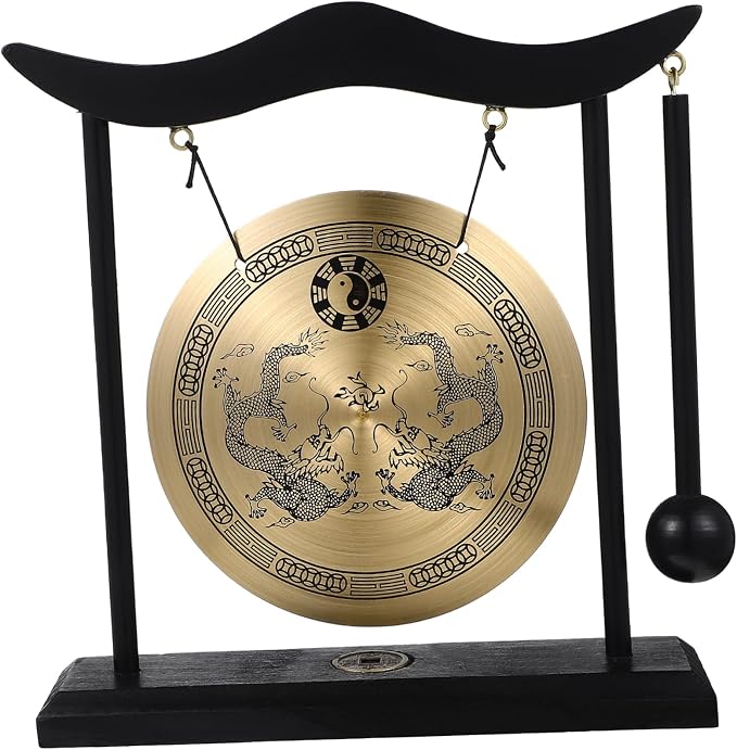 Amazon.com: Desktop Hanging Gong with Mallet, Feng Shui Brass Gong ...