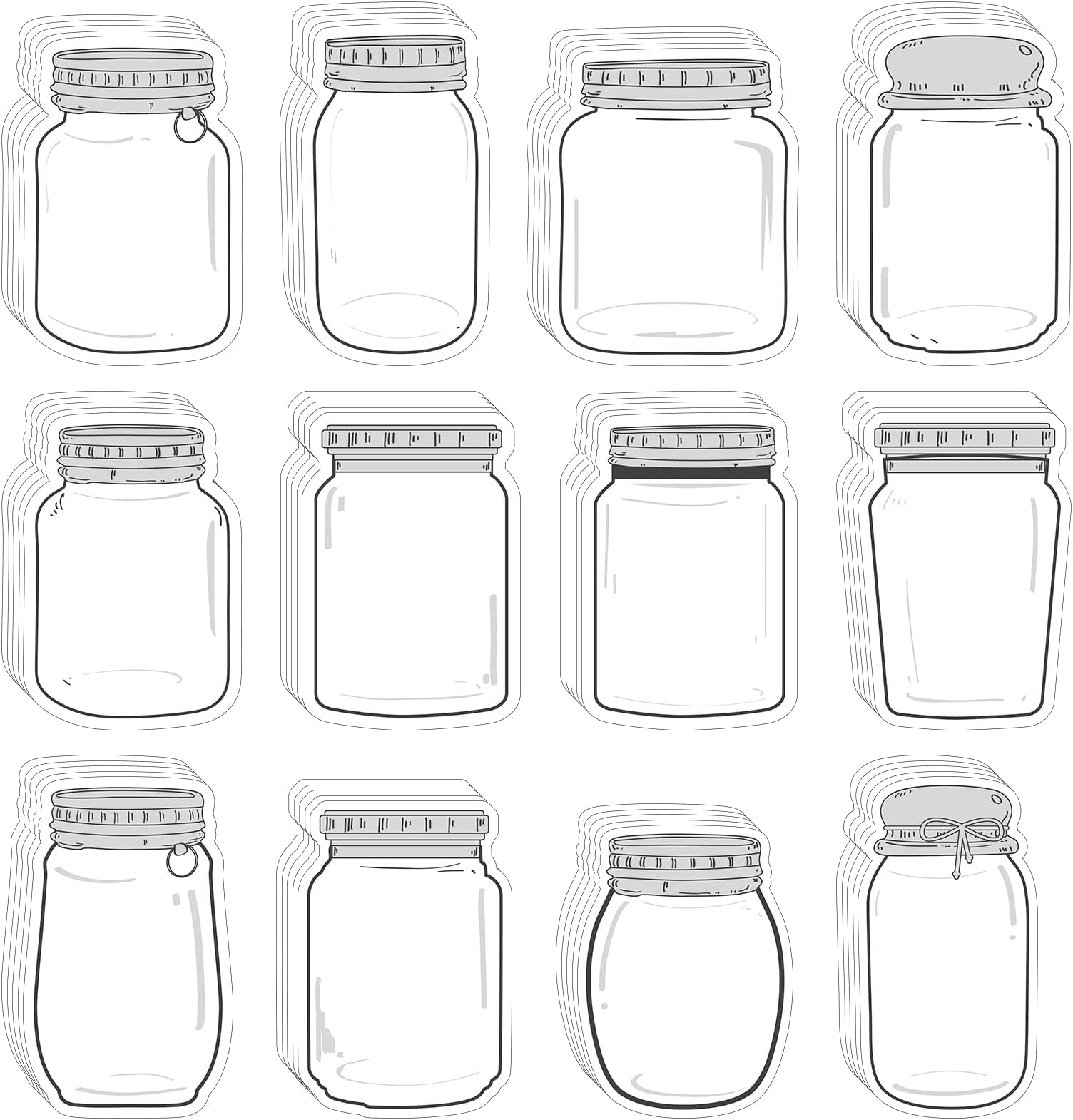 Amazon.com : 60 Pcs Rustic Mason Jars Bulletin Board Cutouts Mason Jar ...