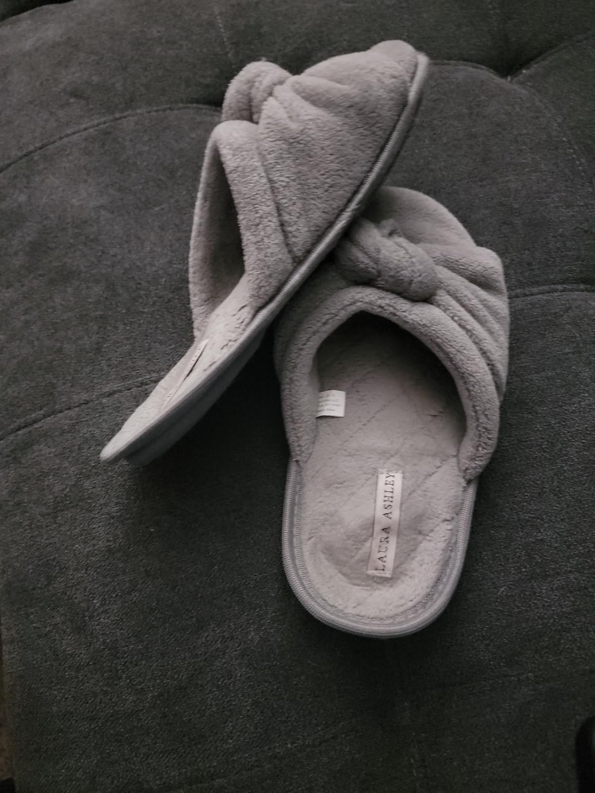 Amazon.com | Laura Ashley Soft Terry Knot Scuff Slippers for Women ...