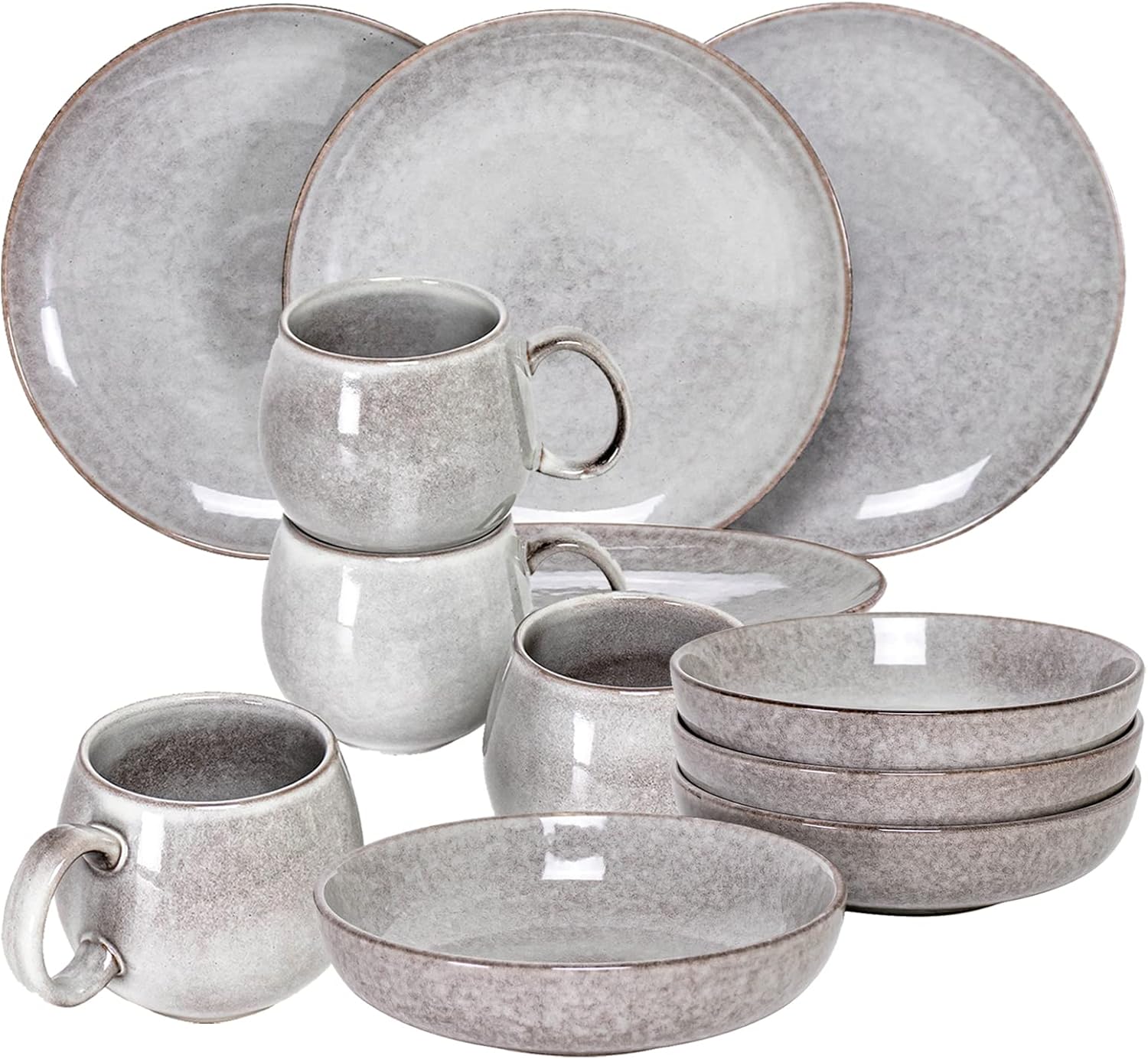 Amazon.com | Pasta Bowls, Coffee Mugs and Dinner Plates Sets - 12 ...