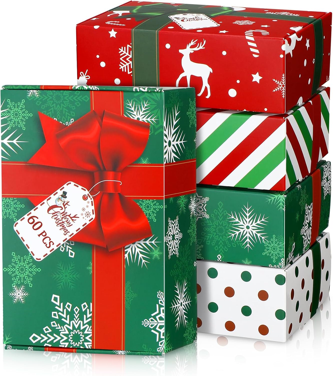 Amazon.com: Tenceur 60 Pcs Christmas Gift Box with Lid Christmas ...