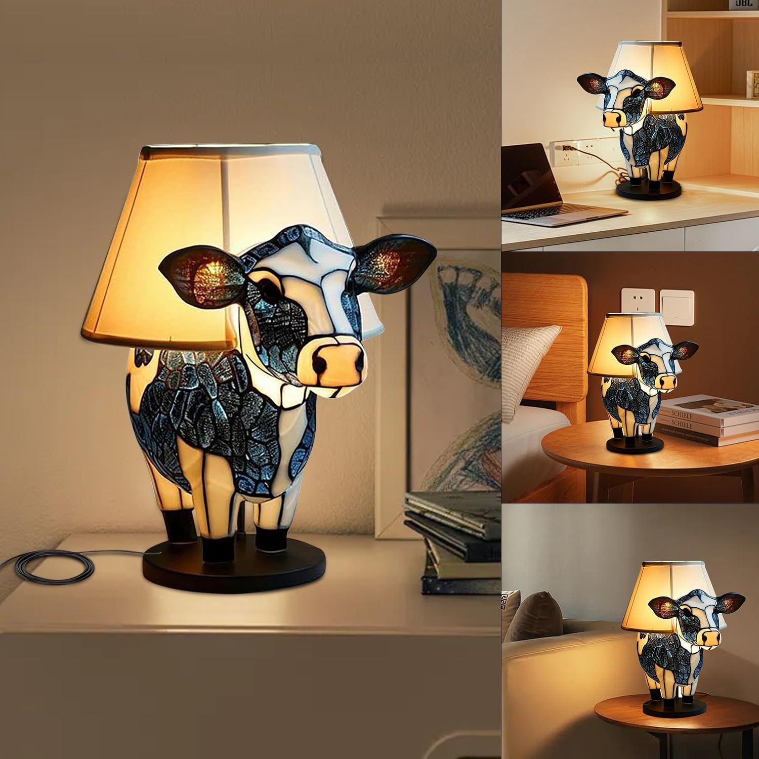 Funny Cow Lamp, Cute Highland Cow Table Lamp, USB Cow Shape Resin ...