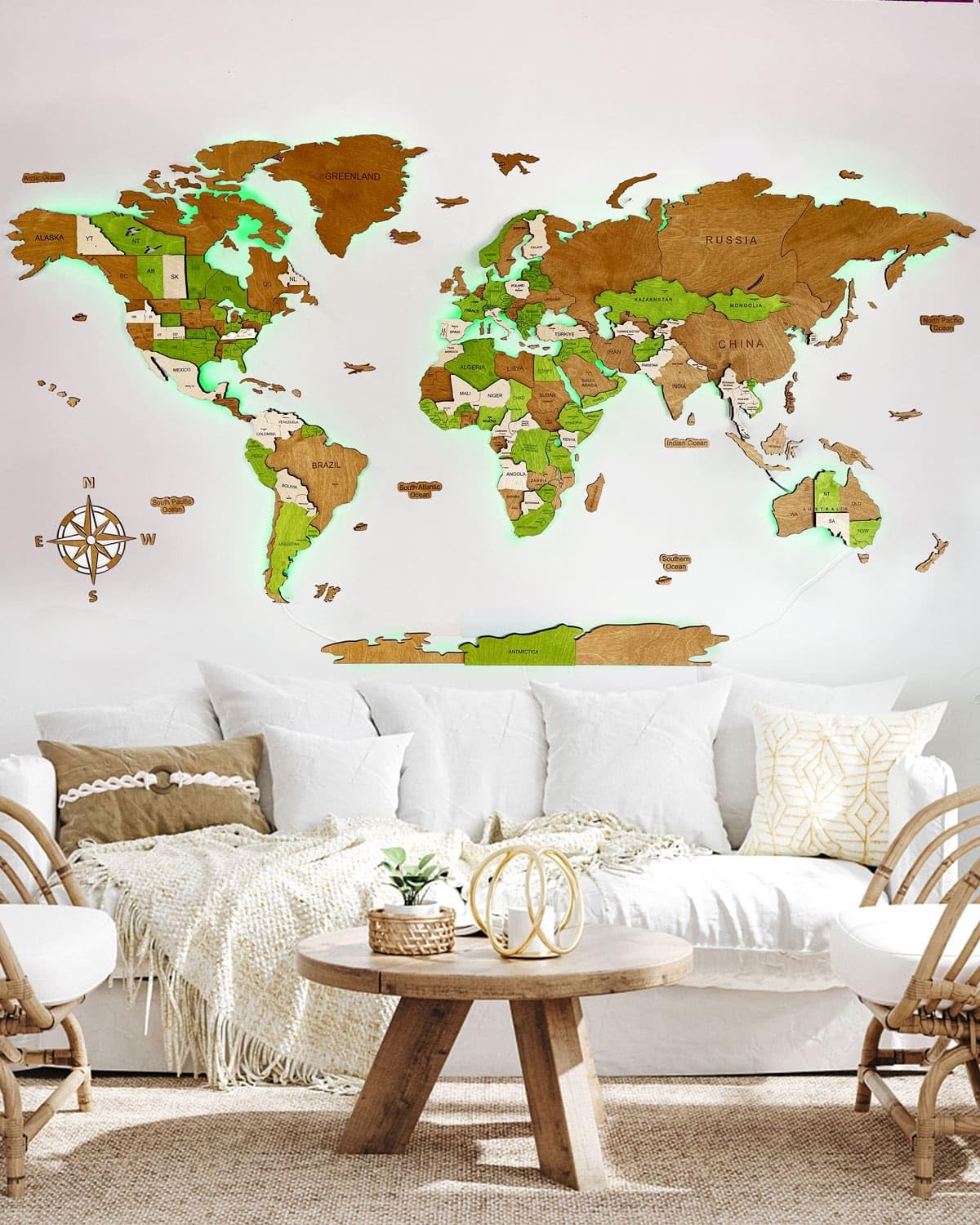 Amazon.com: Birdywing.com - 3D LED Illuminated Wooden World Map Wall ...