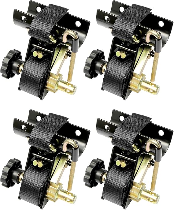 Ladder Rack Ratchet Straps with J-Hook (4PCS), 2" Black Round Tube ...