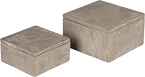 Amazon.com: Bloomingville Contemporary Cement Boxes with Lids, Grey ...