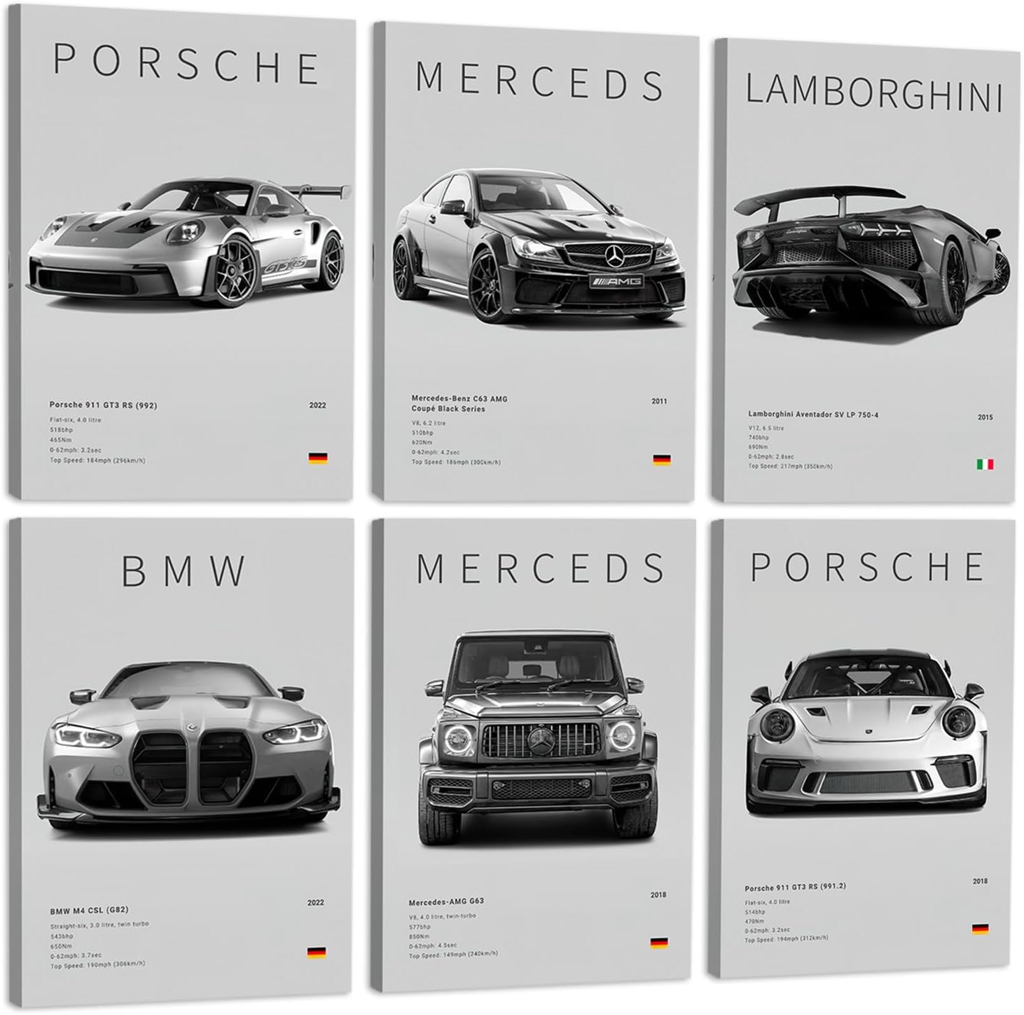 Amazon.com: Car Poster Canvas Wall Art Modern Classic Supercar Prints ...