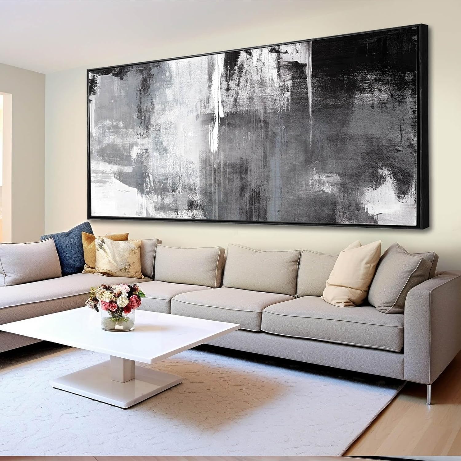 Amazon.com: SOUGUAN Wall Art for Living Room Black and Grey Wall Decor ...