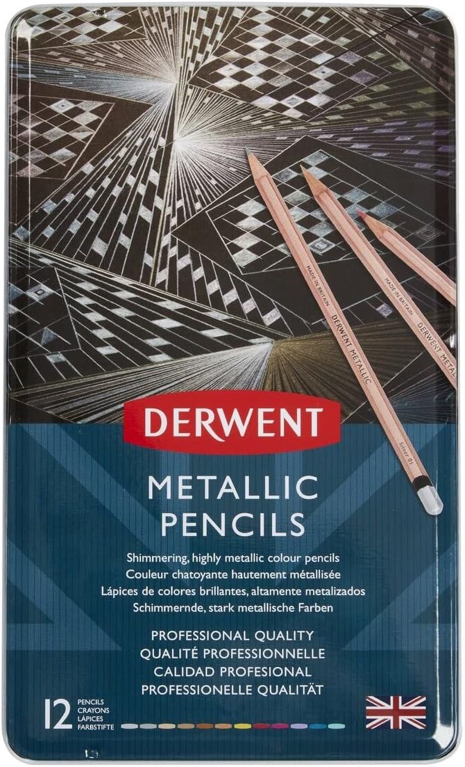 Derwent Metallic - Set de 12 Crayons de Couleurs, Qualité ...