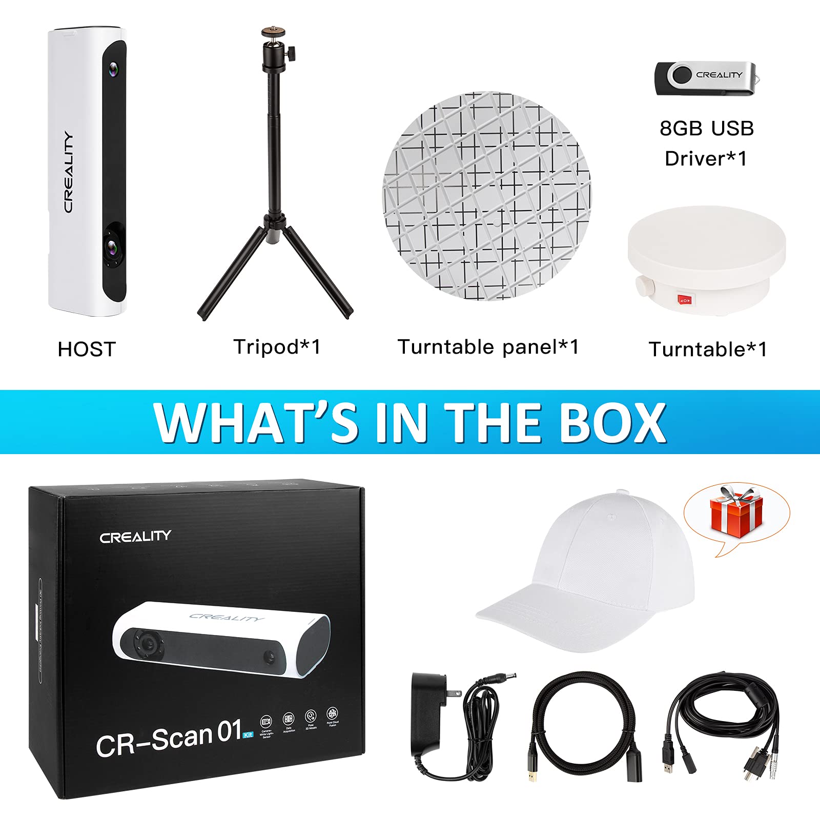 Creality Upgraded CR-Scan 01 3D Scanner Kit with Turntable and Tripod ...