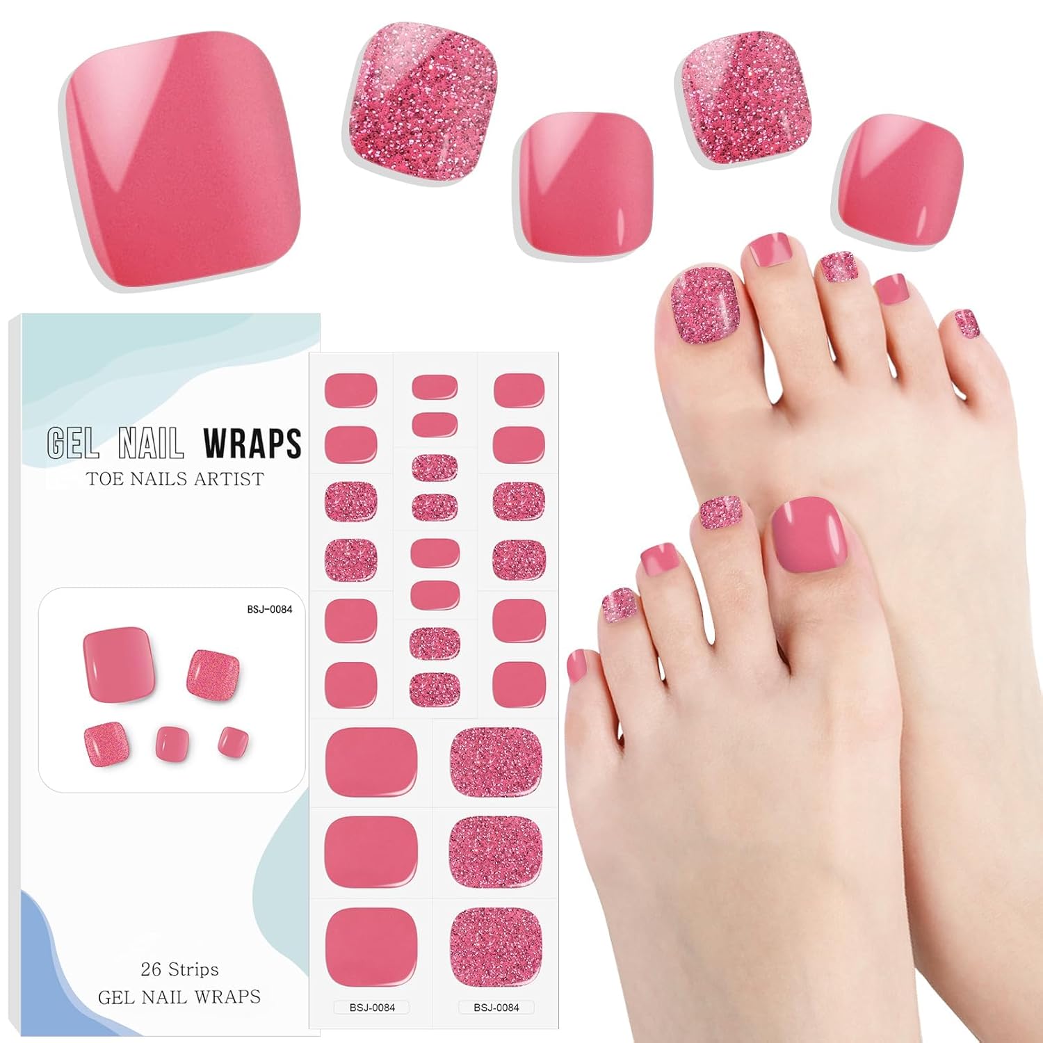Amazon.com: EBANKU Gel Toe Nail Stickers Cured Gel Nail Strips for Toes ...