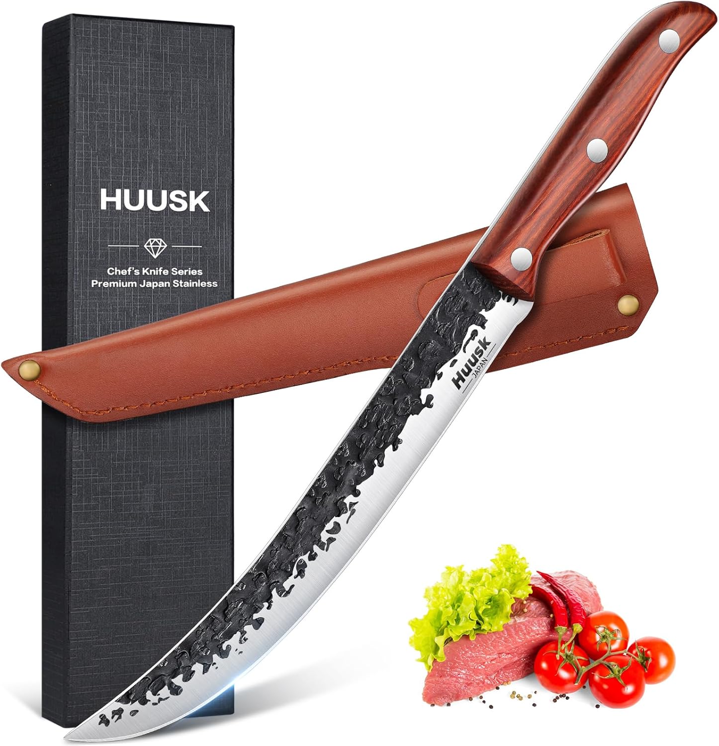 Amazon.com: Huusk Breaking Knife for Meat Cutting, Hand Forged Butcher ...