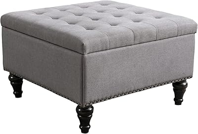 Amazon.com: HONBAY Small Storage Ottoman Velvet Upholstered Square ...