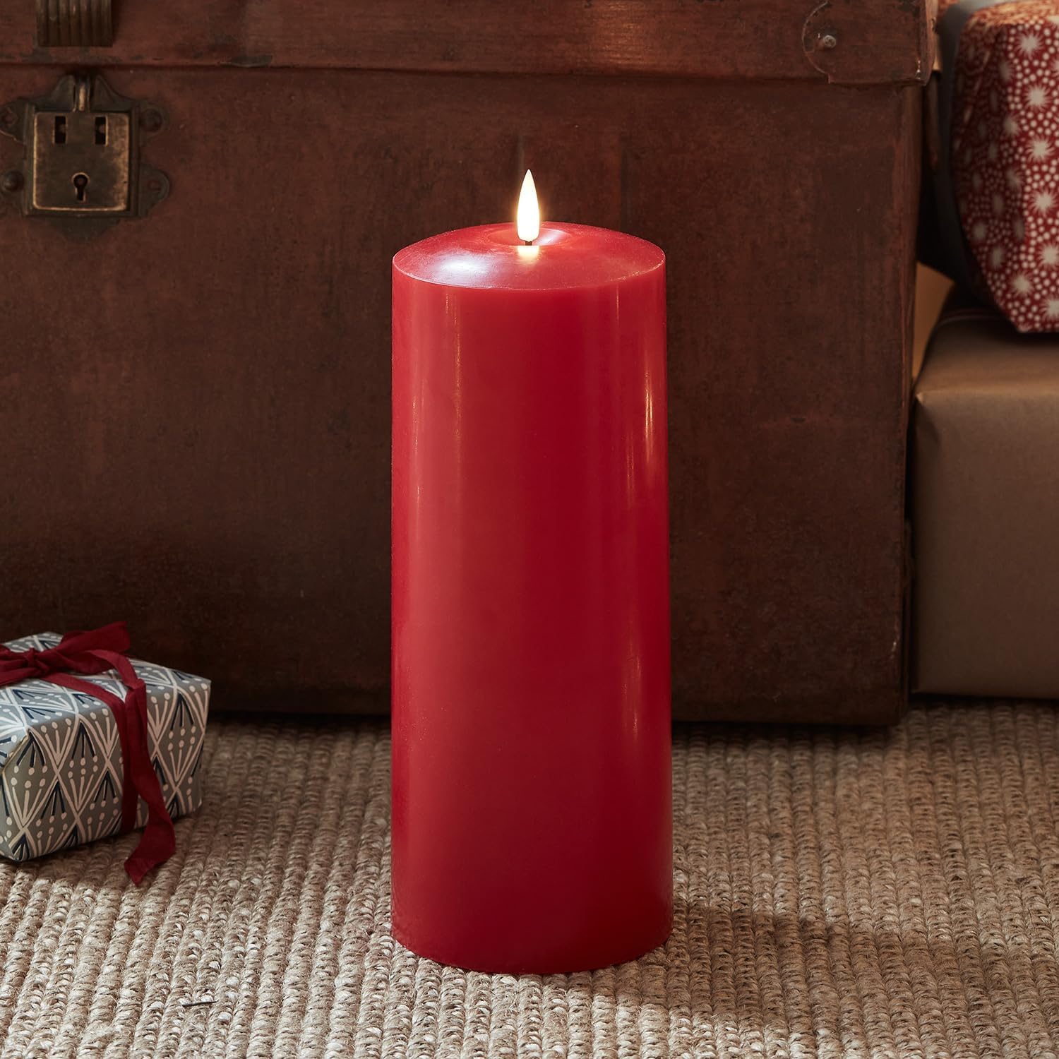 Lights4fun Large TruGlow® Real Red Wax Flameless LED Battery Operated ...