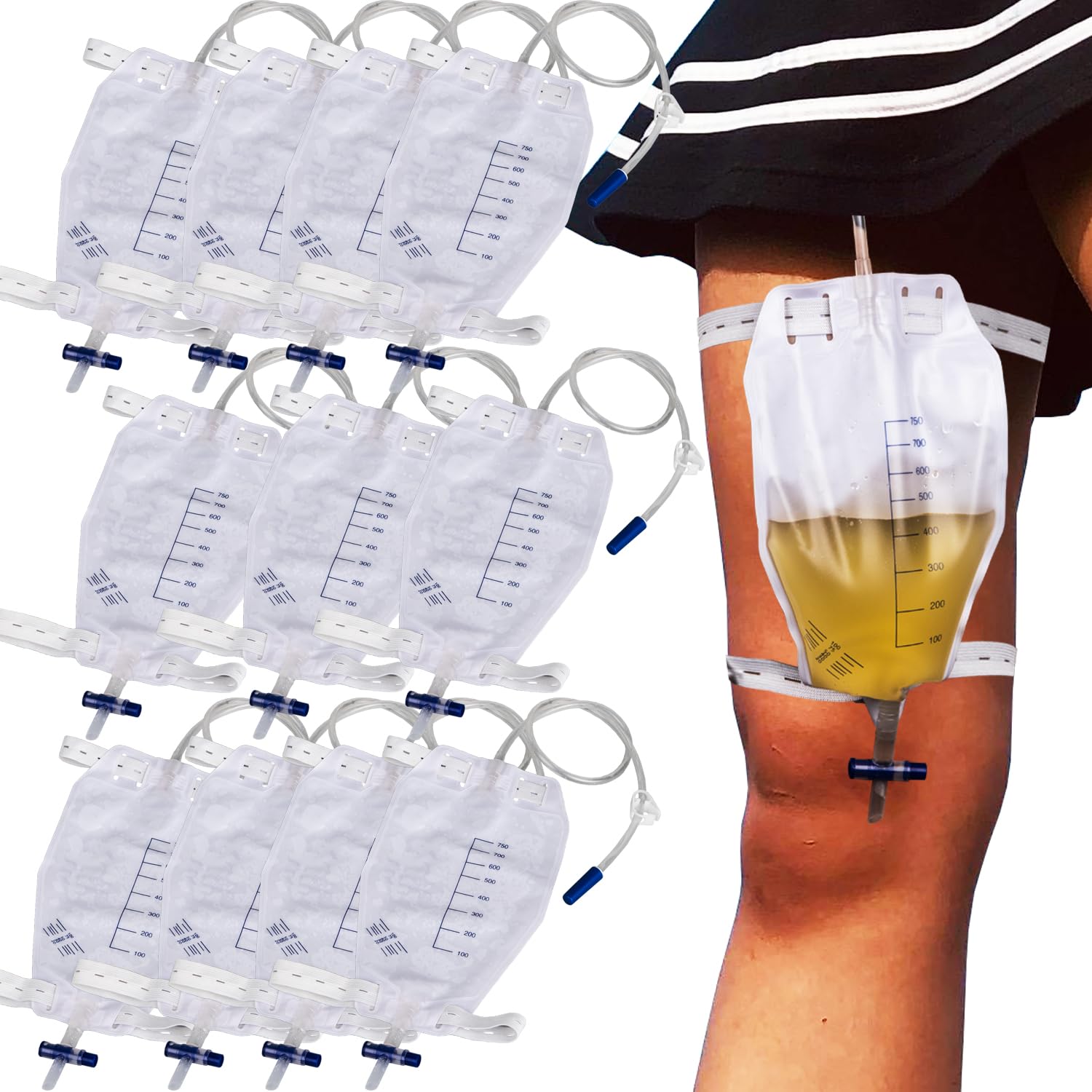 Amazon.com: VWJ 750mL Leg Bag, 10 Packs Urinary Bags, Catheter Bag with ...