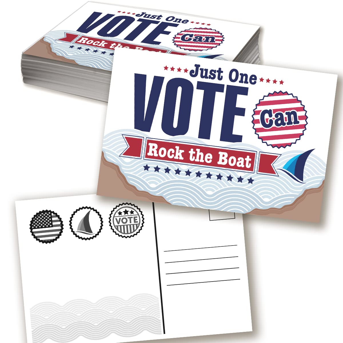 Amazon.com: Vote Postcards Bulk - Just One Vote Can Rock the Boat - Set ...