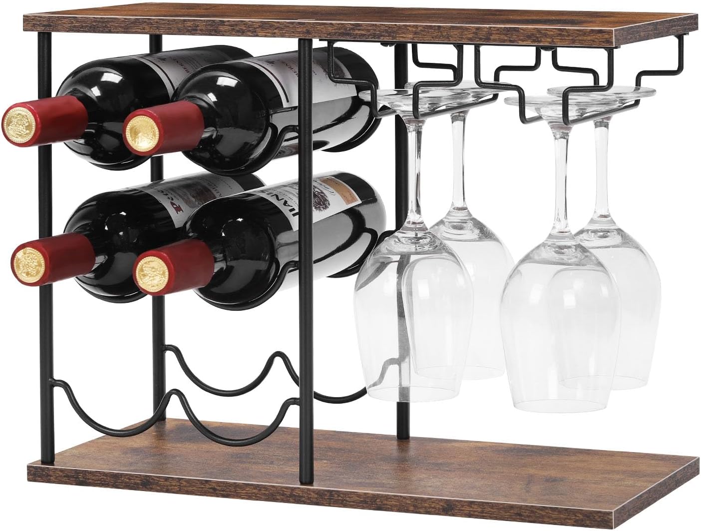 Amazon.com: YBING Countertop Wine Rack Wine Holder Stand for 6 Wine ...