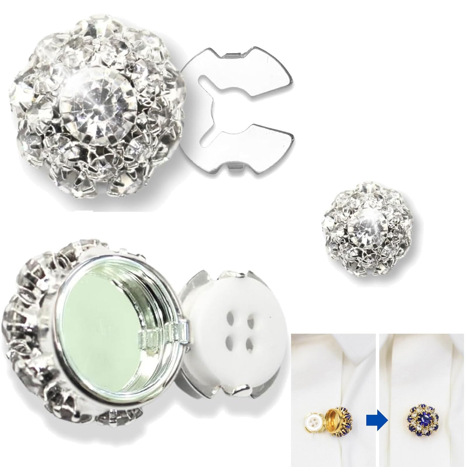 Amazon.com: Rhinestone Button Covers, Crystal Buttons for Clothing ...