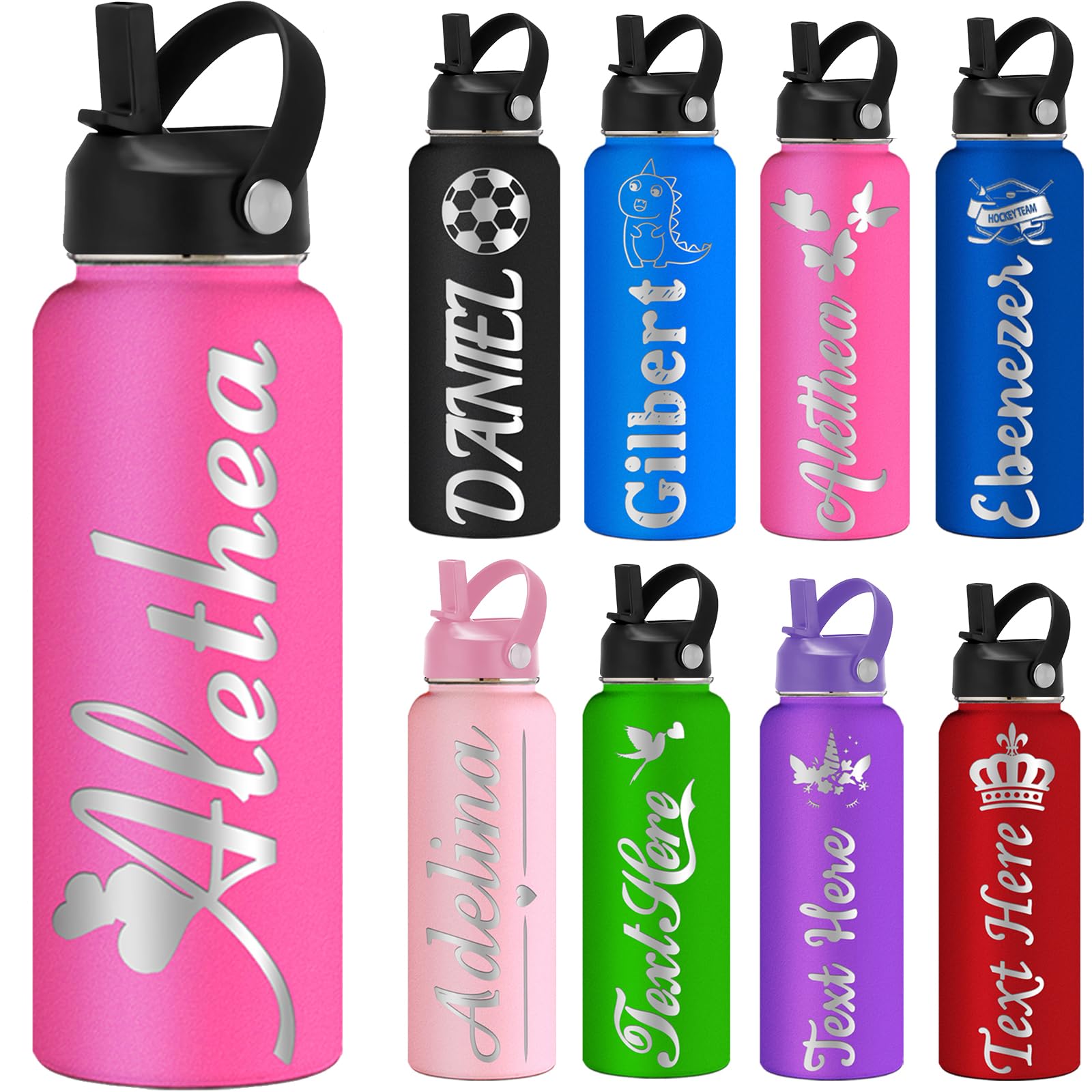 Amazon.com: Hapelf Personalized Kids Water Bottle Custom 24oz Insulated ...