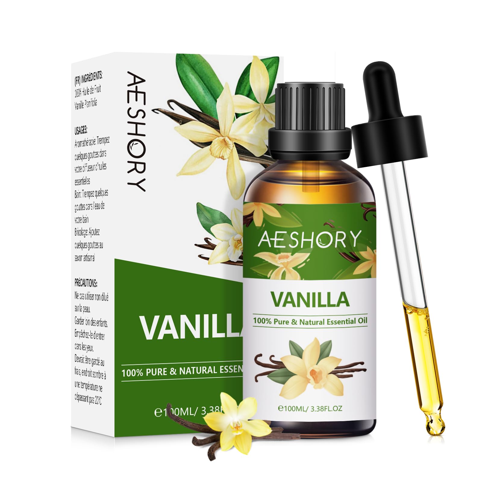 AESHORY Vanilla Essential Oils 100ml, 100% Pure Natural Vanilla Oil ...