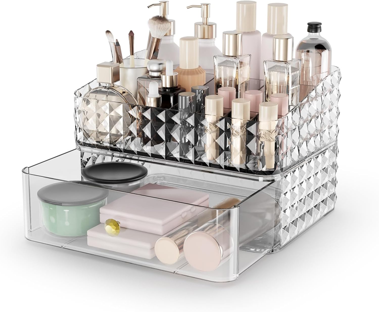 Amazon.com: Rosoenvi Makeup Organizer for Vanity, Stackable Cosmetics ...