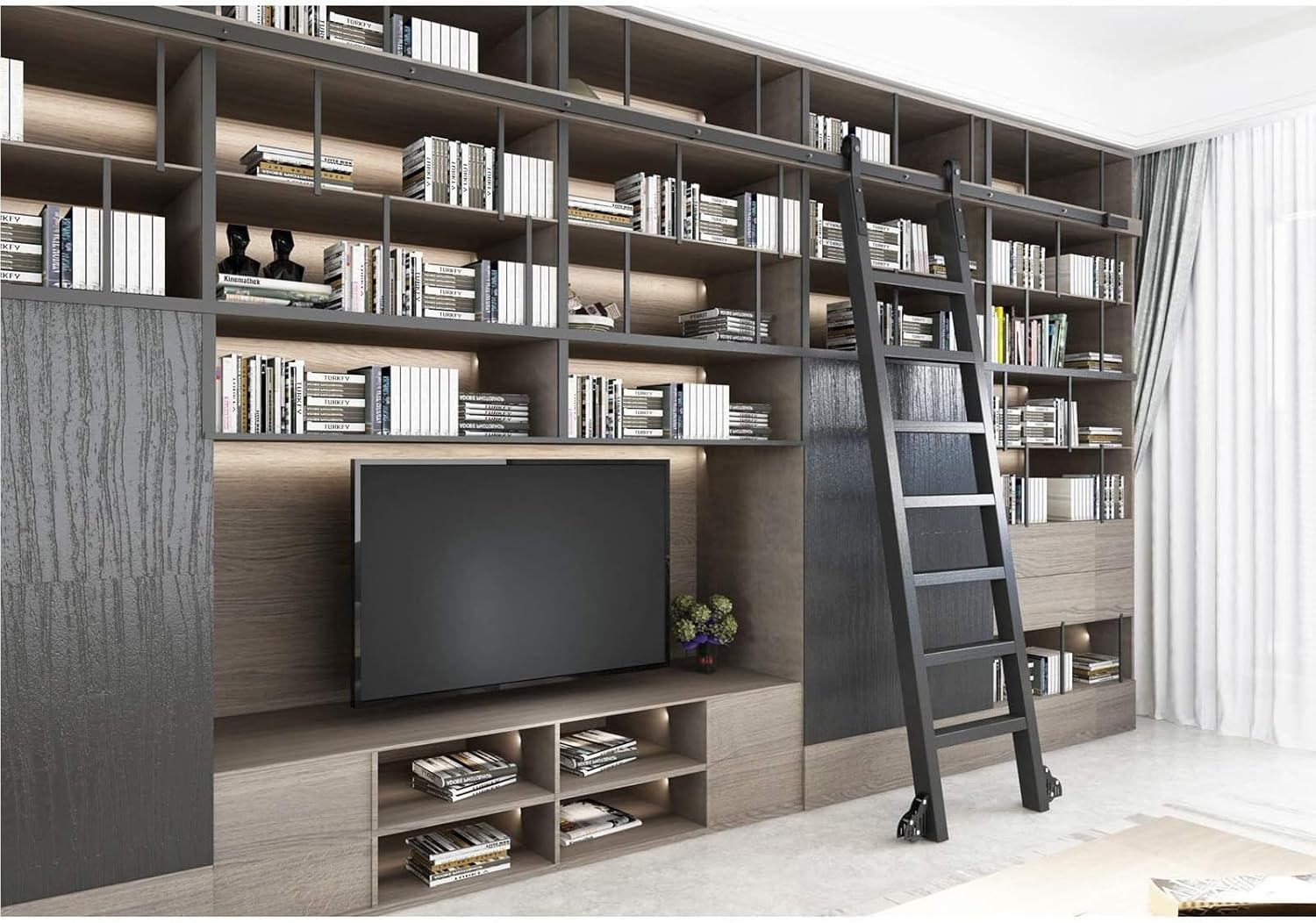 Amazon.com: Sliding Ladder Hardware Kit - Bookcase Sliding Ladder Rails ...