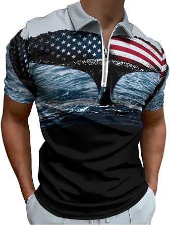 Amazon.com: USA Alaska Whale Tail Polo Shirts Short Sleeve Golf T ...
