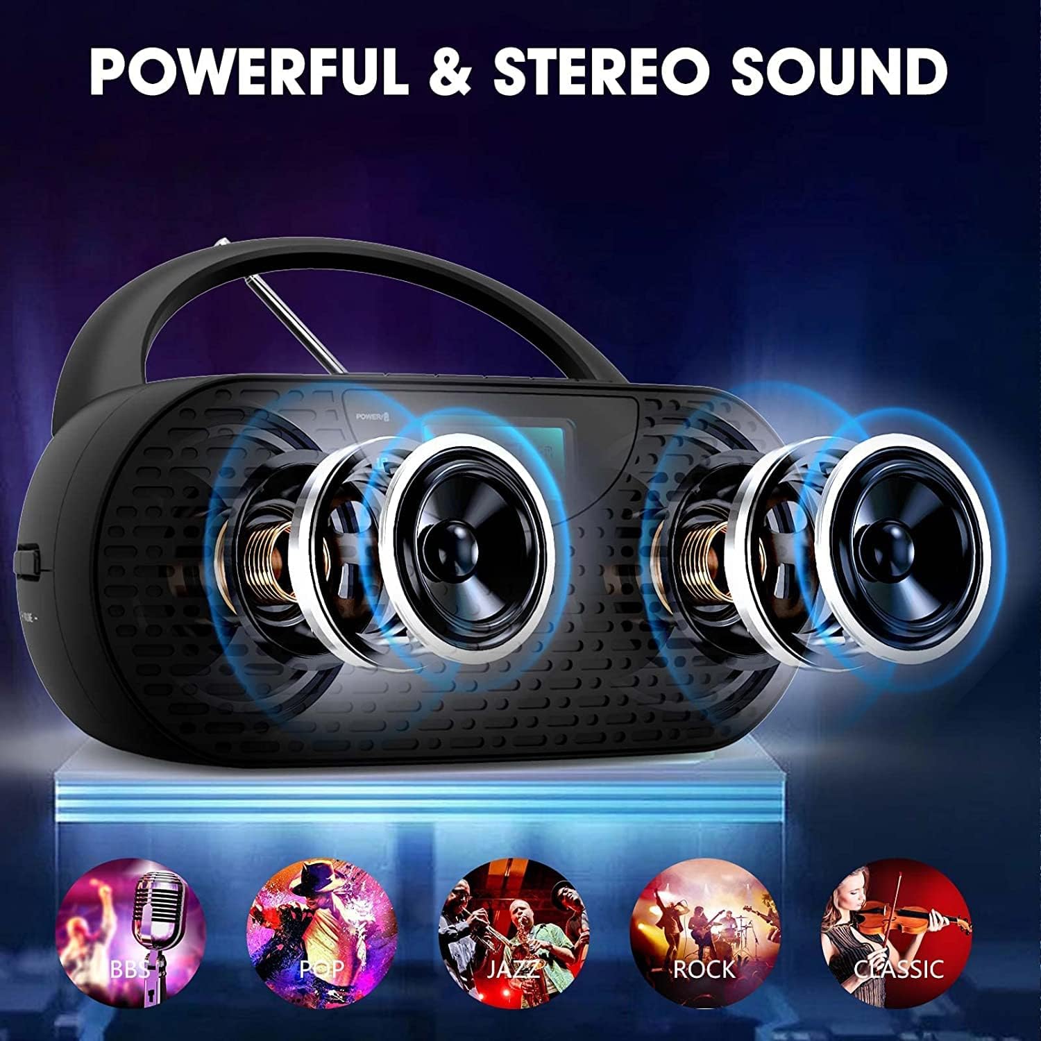 Boombox de CD portátil Bluetooth mini reproductor de CD pequeño con ...