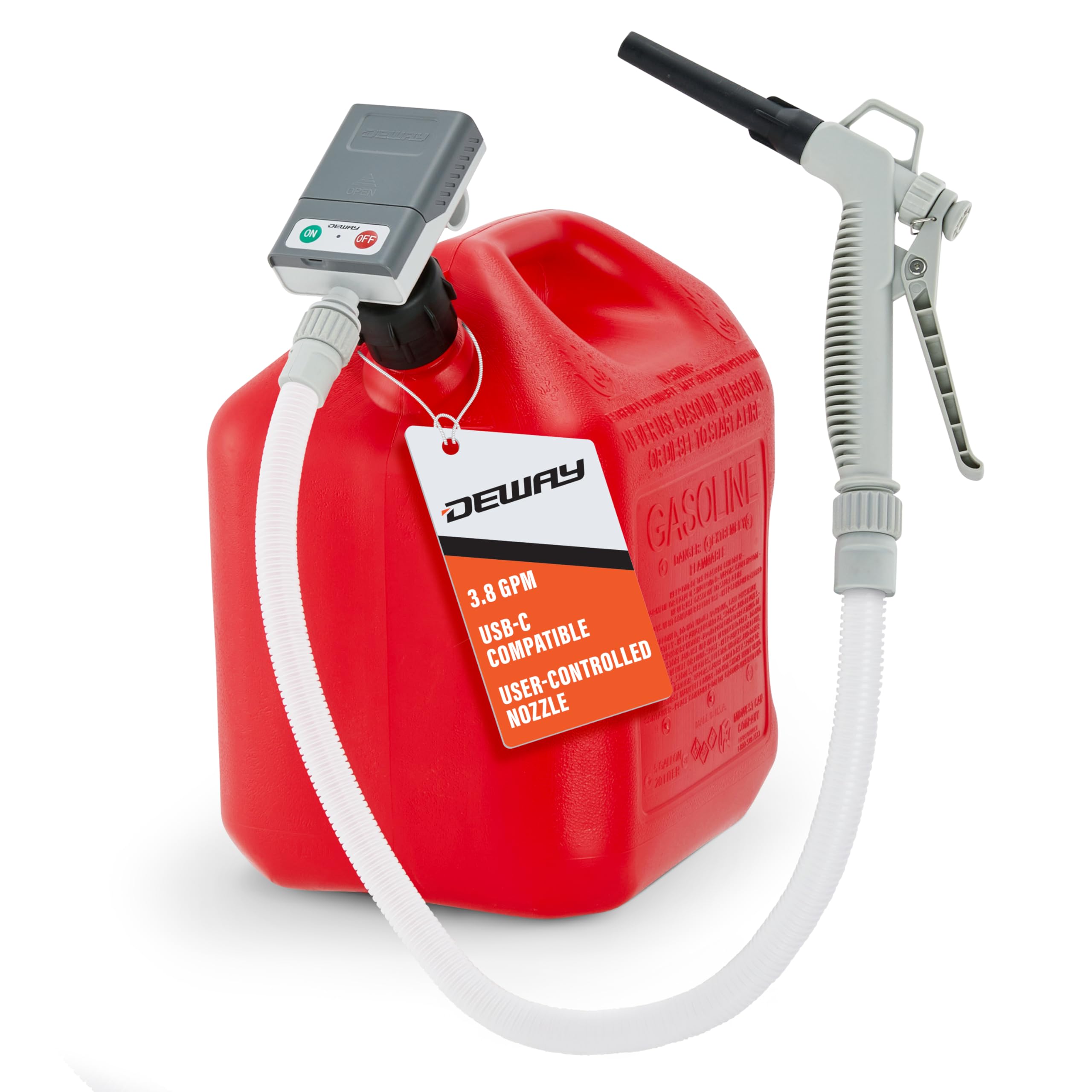Amazon.com: DeWay Gas Can Fuel Transfer Pump with Trigger Nozzle | Fast ...