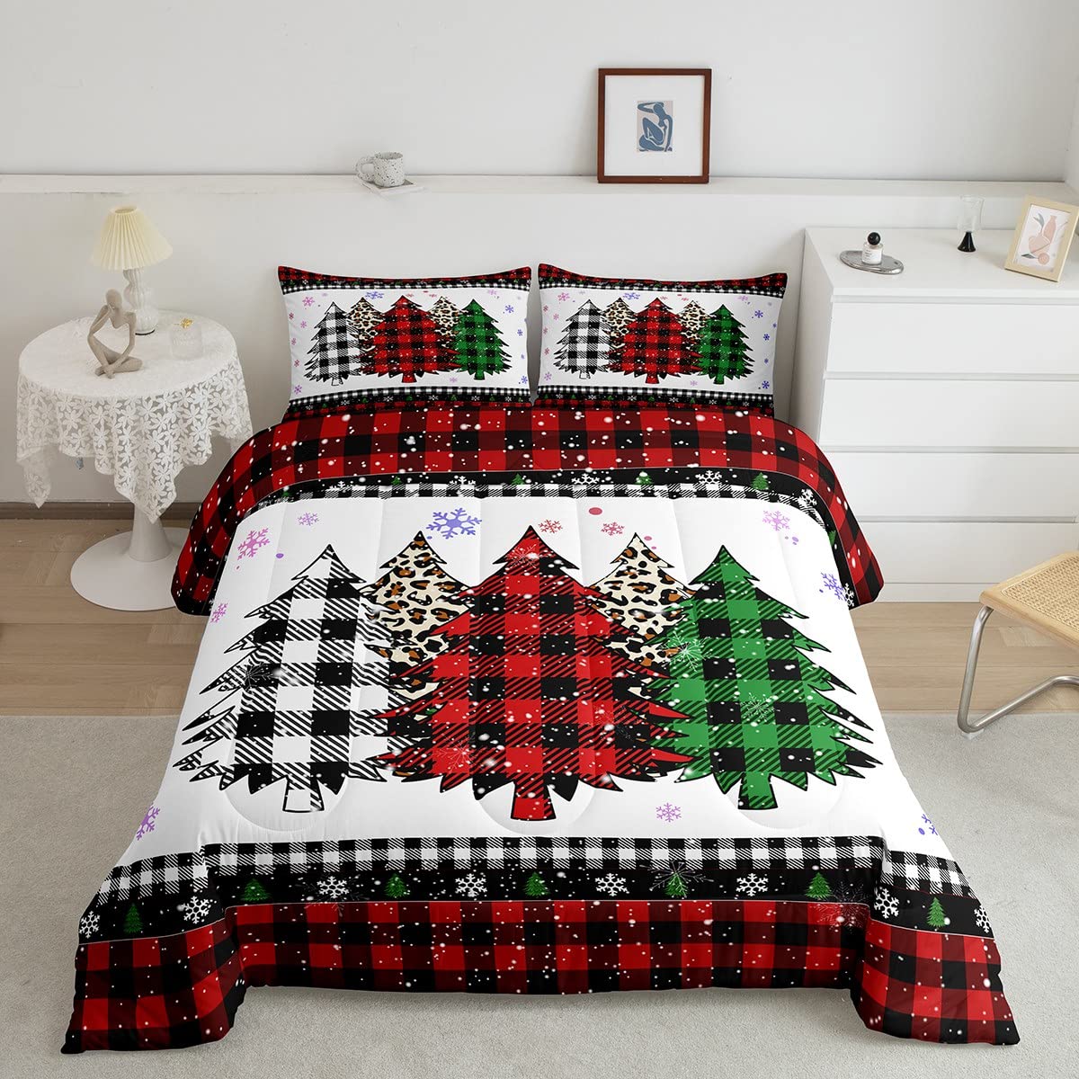 Amazon.com: Christmas Snowflake Kids Comforter Set King Size,Plaids ...