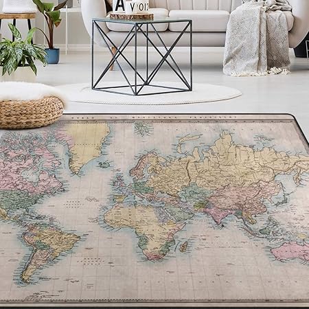 Amazon.com: ALAZA Vintage Retro Old Pirate Map Compass Area Rugs Non ...