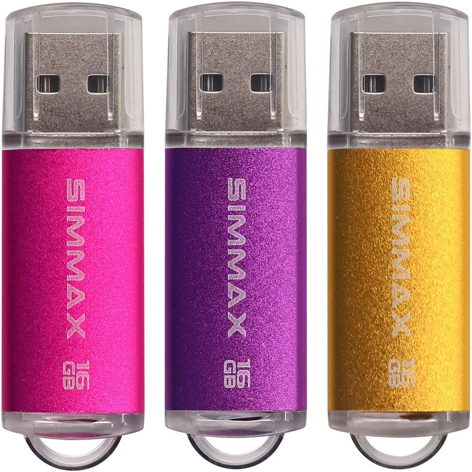 Amazon.com: SIMMAX 3 Pack 16GB USB 2.0 Flash Drive Memory Stick Thumb ...