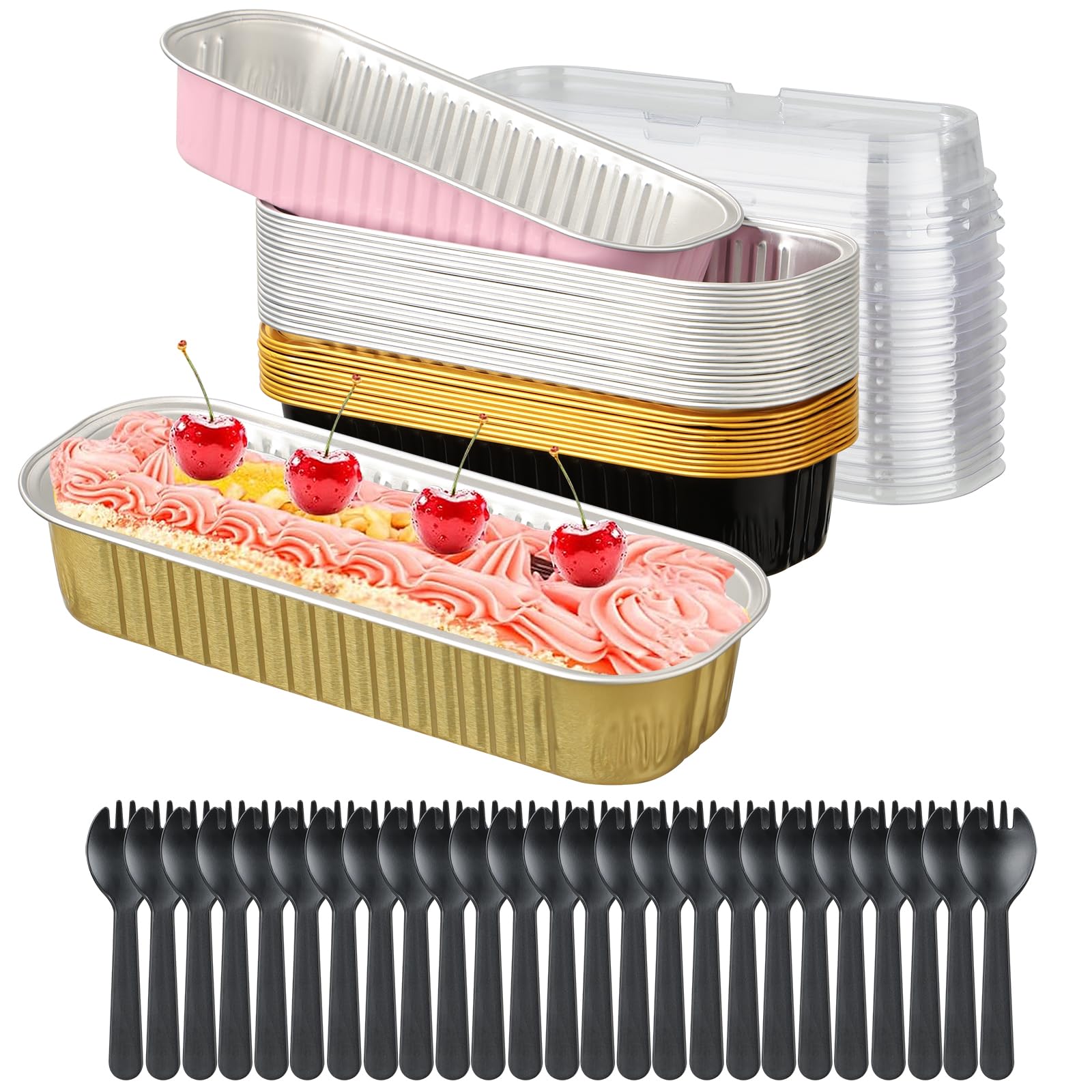 Chuboir 90Pcs/30Set Mini Loaf Pans with Lids and Spoons, 200ML Mini ...