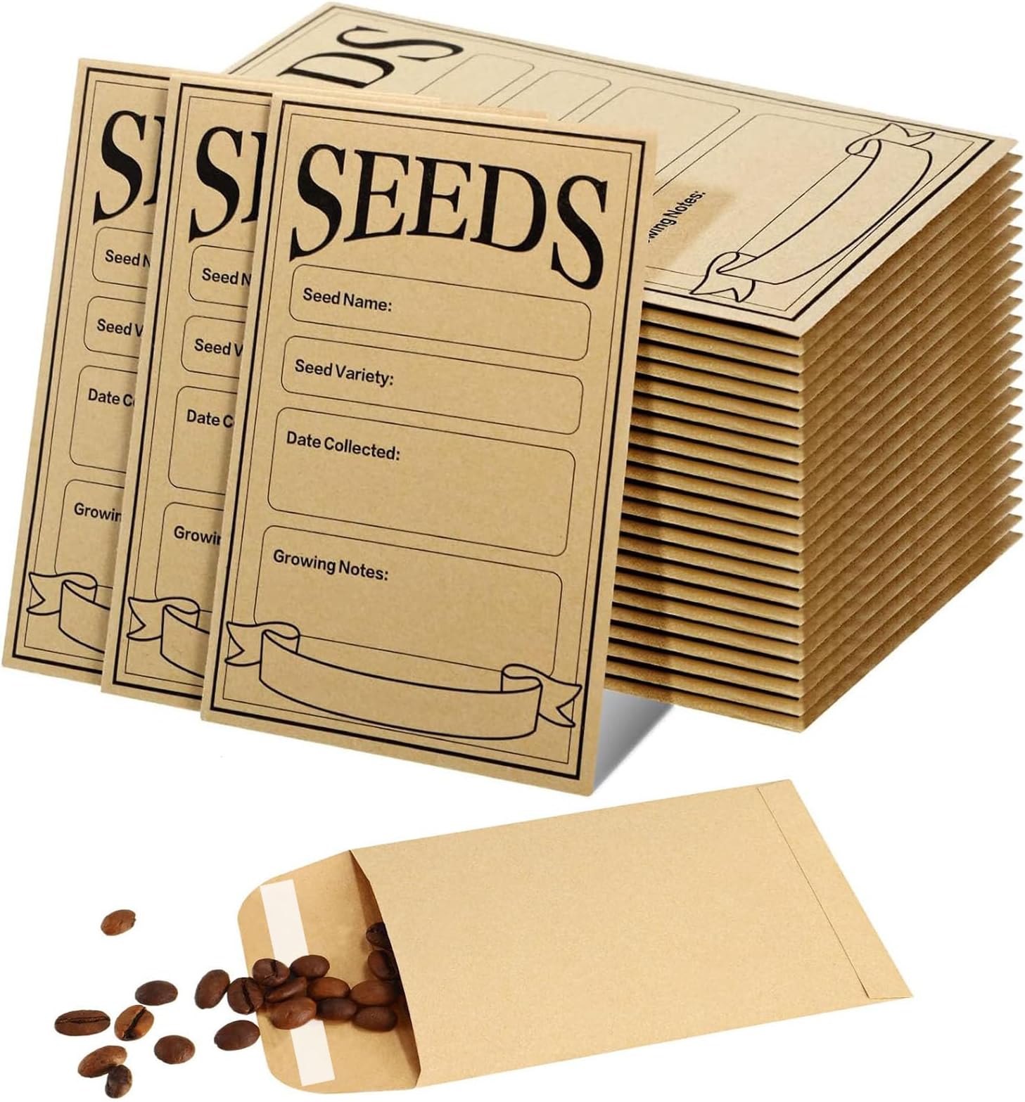 100 Pcs Seed Envelopes, Brown Envelopes with Glue, Seed Packets ...