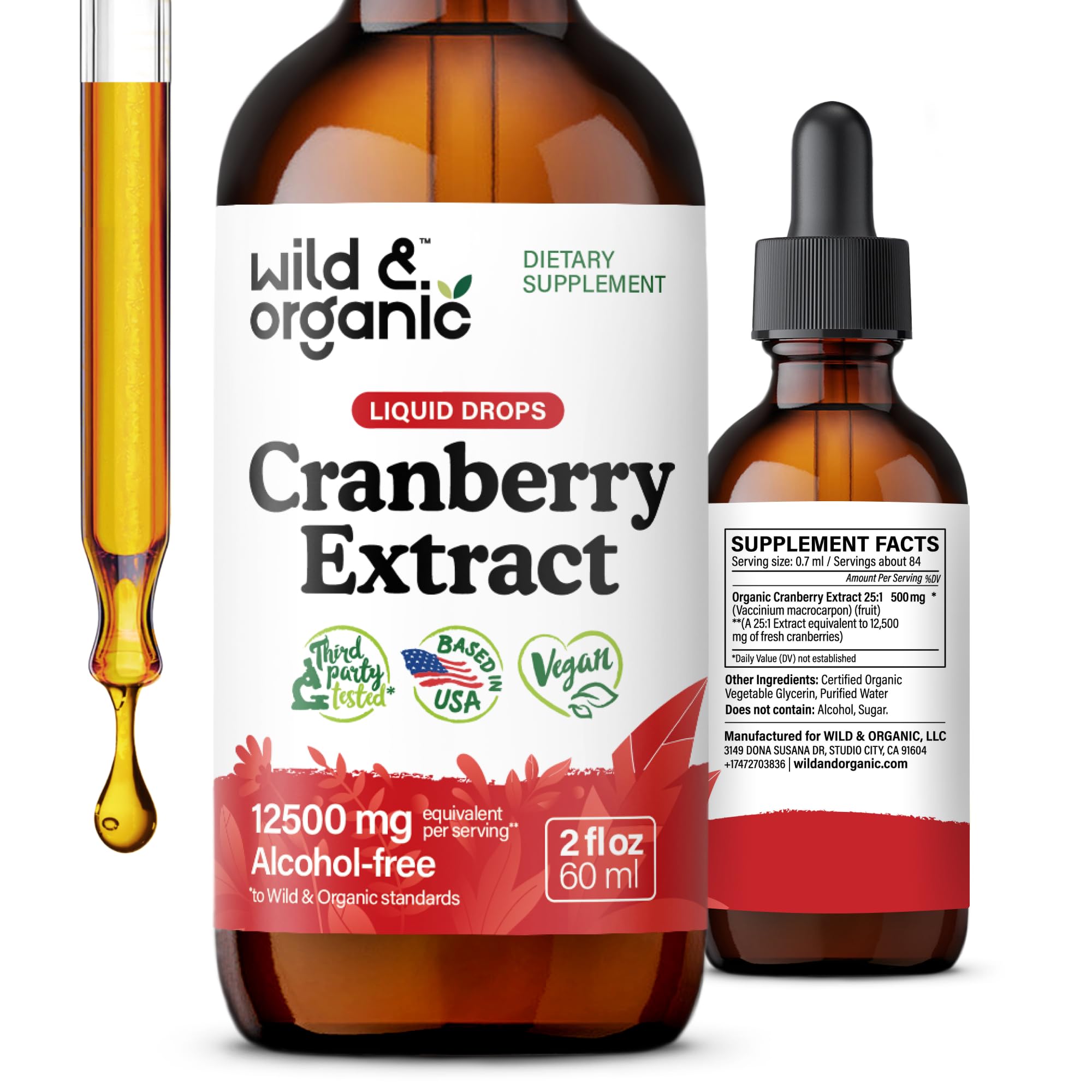 Amazon.com: Wild & Organic Cranberry Supplement Drops 12,500 mg ...