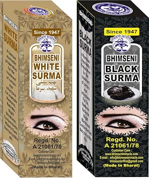 Buy Bhimseni Karyalay Black & White Natural Surma Powder For Enhance ...